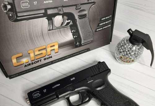 Детский пистолет металлический Glock17