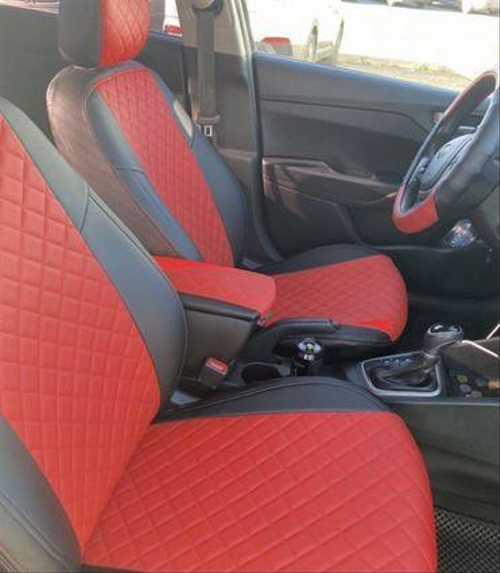Чехлы Skoda Octavia A7 c 2013 ромб красный