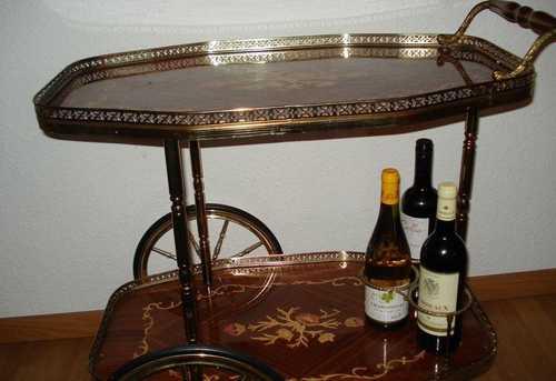 Сервировочный столик на колесиках маркетри