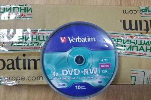Диски DVD+RW Verbatim 4.7Gb 4x Cake Box (10 шт)