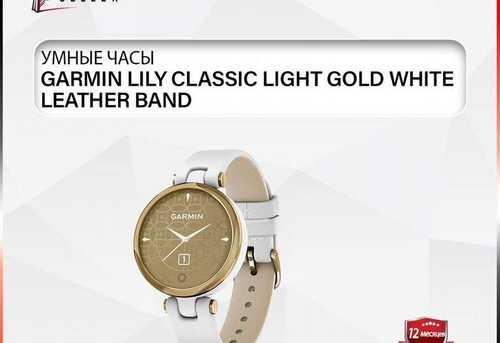 Garmin Lily Classic Light Gold White Leather Band