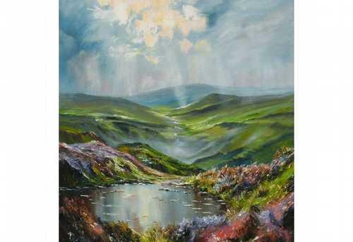 Картина Озеро Шотландия Весенний пейзаж 70х60см