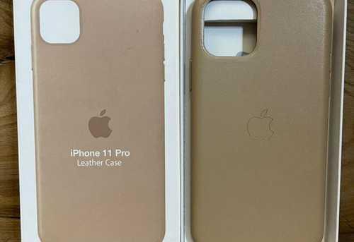 Чехол натур кожа на iPhone 11 pro и защит стекло