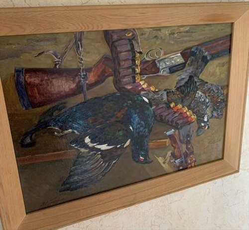 Картина, масло 1989 г. Отличный подарок охотнику