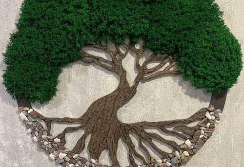 Панно дерево жизни из мха d 58
