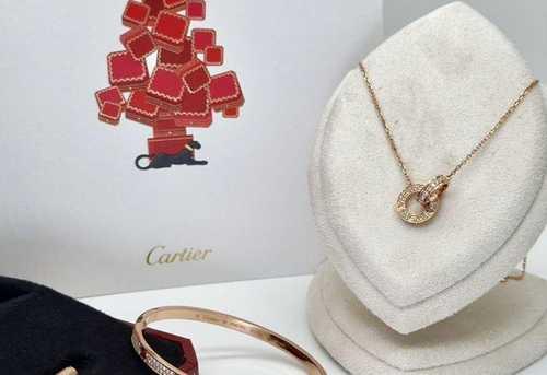 Комплект браслет и колье Cartier Love золото 18к