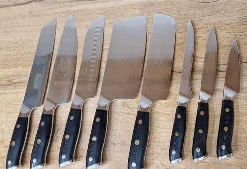 Кухонные дамасские ножи, набор 8 штук