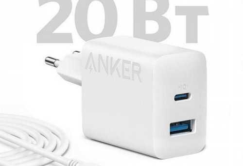 Сзу Anker 312 20W B2348 White USB-A + USB-C + каб