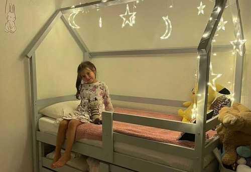 Эргономичная детская выдвижная кровать для 2х