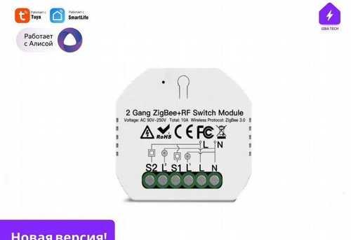 Умное реле Zigbee+RF на 2гр для Алисы