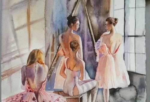 Картина акварелью Балерины от художника