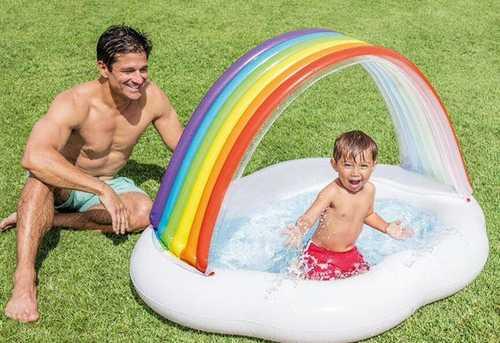 Детский надувной бассейн с радугой интекс