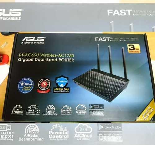 Гигабитный роутер Asus RT-AC66U B1, AC1750