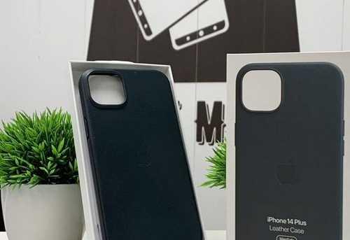 Чехол iPhone 14 plus Leather Case Forest Green