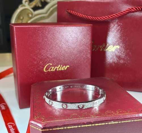 Браслет cartier love белое золото