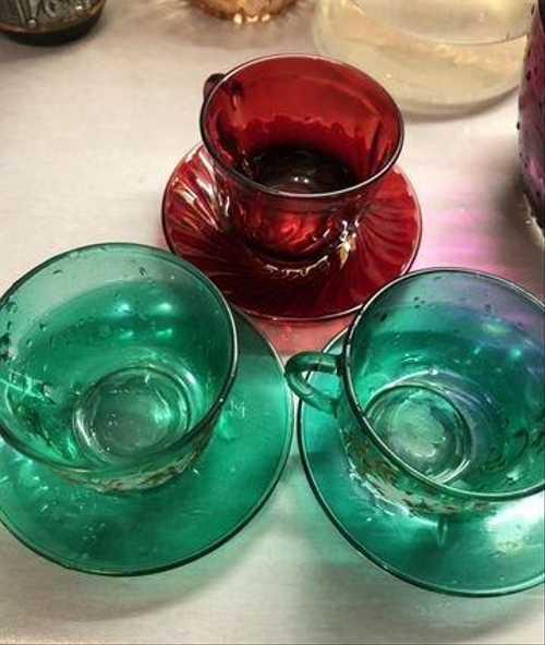 Посуда цветное стекло