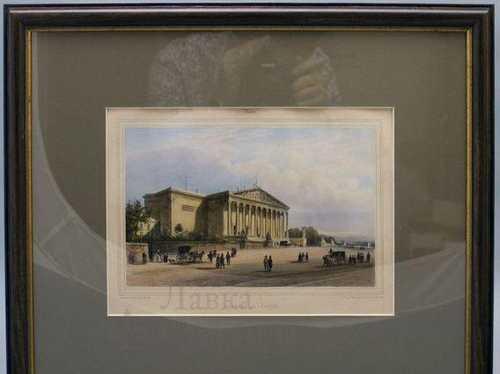 Старинная гравюра 19в. «Париж, Палата депутатов»
