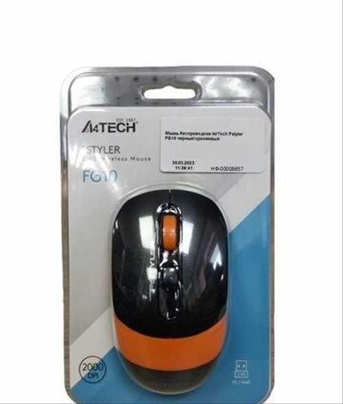 Мышь беспроводная A4Tech Fstyler FG10 черный/оранж
