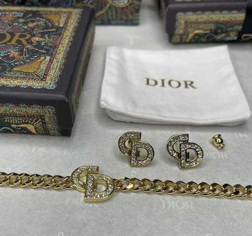 Christian dior браслет серьги