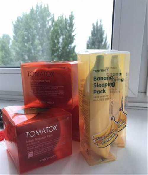 Tony moly маски для лица Tomatox и Banana