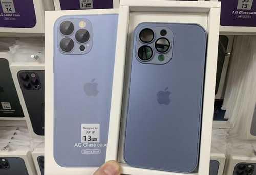 Чехол на iPhone 13 Pro Glass Case голубой