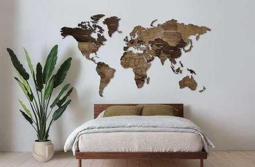 Карта мира из дерева (Venge)