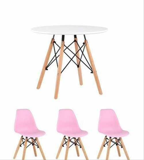 Комплект детский стол DSW, 3 розовых стула