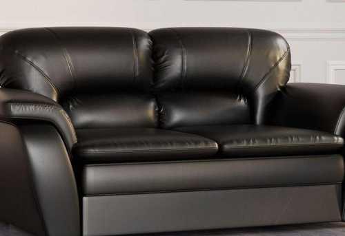 Прямой кожаный диван Георг 2 (Лофт) неро