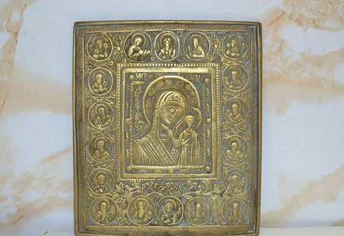 Икона цельномедная Казанская Божией Матери