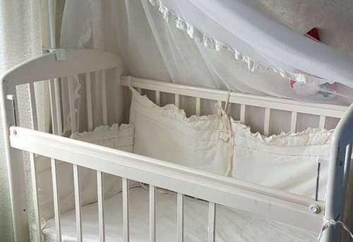 Кровать детская с маятником,матрасом и балдахином