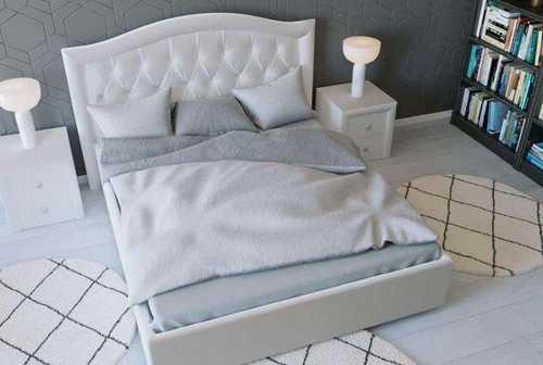 Двуспальная мягкая кровать с подъемным механизмом
