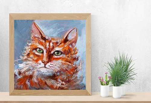 Картина с рыжим котом маслом