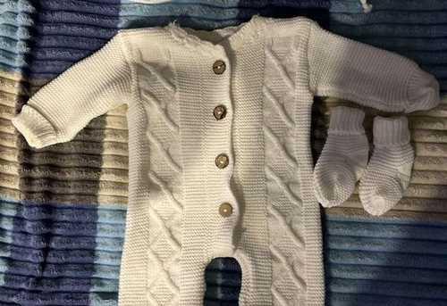 Вязаный костюм детский от 0 до 6 месяцев