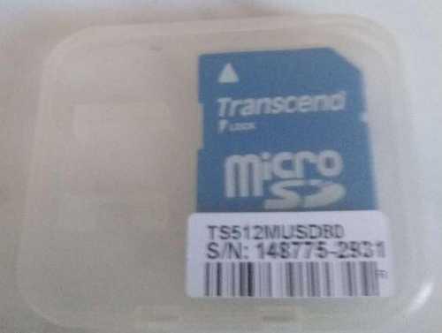 MicroSD Transcend 512MB для фотоаппаратов