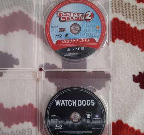 Диски на ps3 праздник спорта и watch dogs