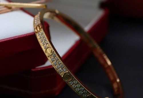 Cartier Золотой Браслет Цирконы