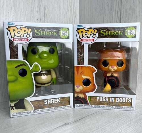 Фигурки Funko pop Shrek и Puss in Boots