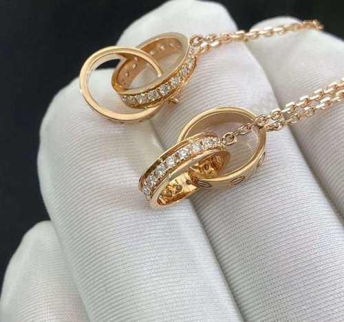 Подвеска Cartier Love желтое золото 585 проба 18 шт. бриллиант 0.2204 карат