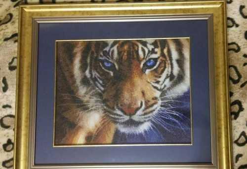 Вышитая картина Kustom krafts Голубоглазый тигр