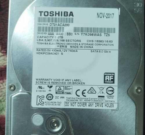 Жесткий диск toshiba 2 тб