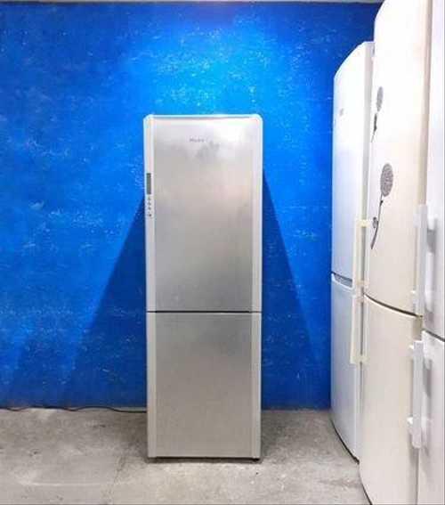 Холодильник бу металлик узкий с дисплеем Haier