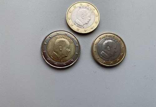 Регулярные монеты Княжества Монако 1 и 2 евро