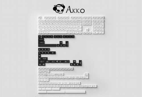 Кейкапы Akko BOW Black on White PBT MDA Profile