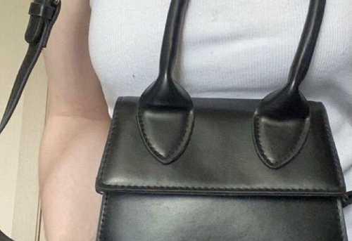 Черная женская мини сумка-клатч через плечо