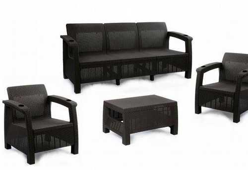 Мебель "Ротанг плюс" диван + 2 кресла + стол, 7870