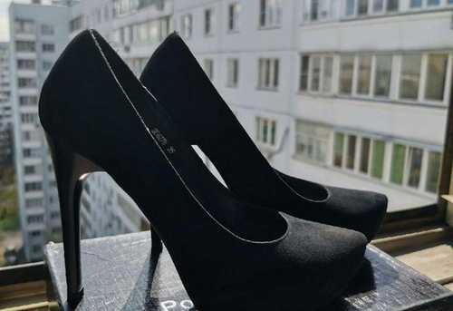 Туфли женские чёрные замша 35 размер