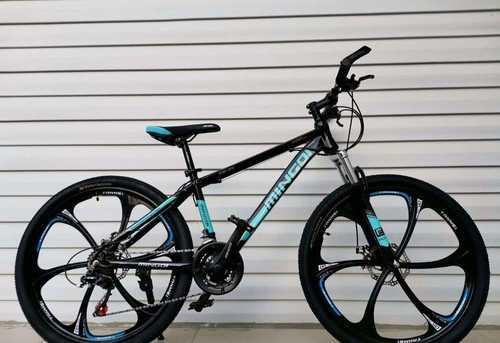 Велосипед с литыми дисками Черный-синий новый