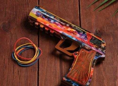 Резинкострел, деревянный игрушечный пистолет