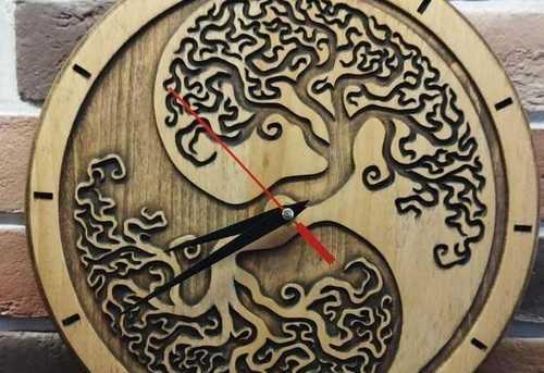 Часы настенные деревянные Инь-Янь