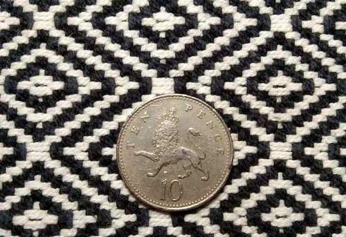 Британская монета 10 пенсов 1992